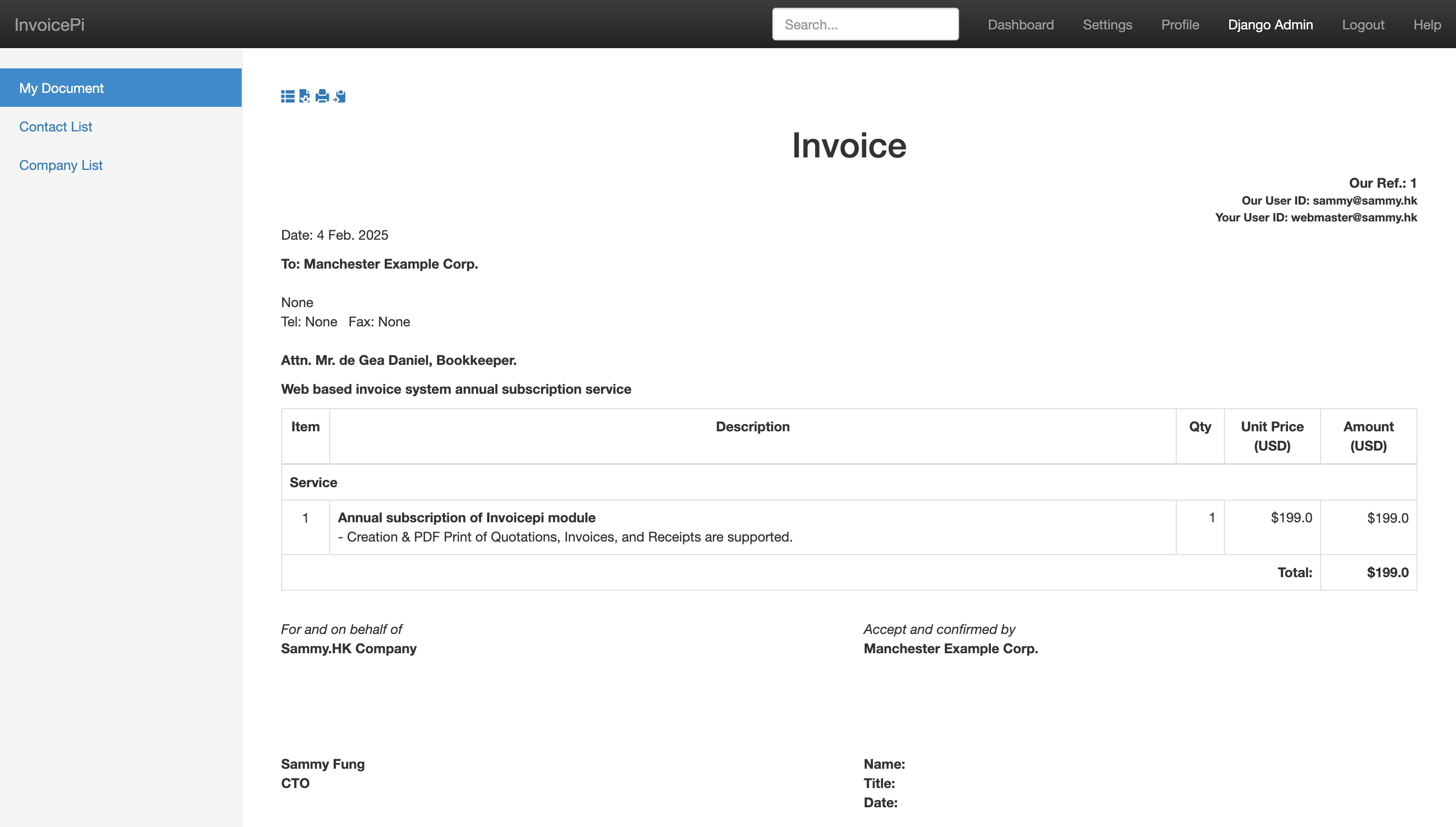 InvoicePi: web based invoice system - sammy.hk